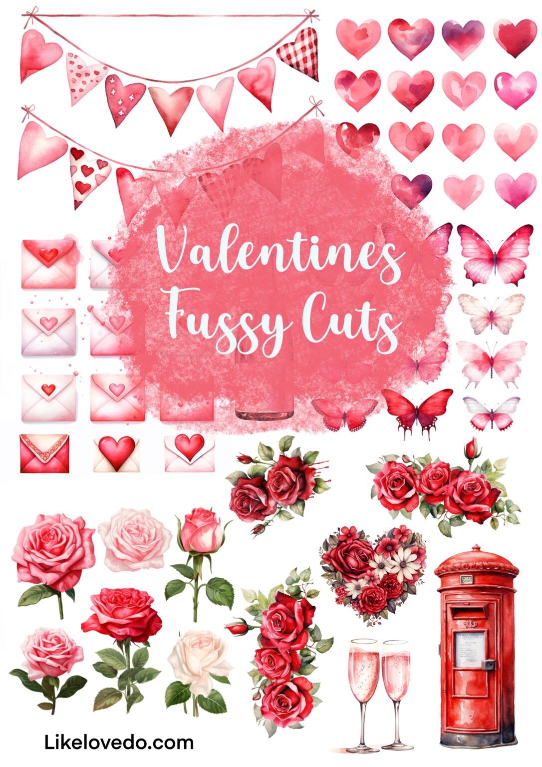 Valentines Day Fussy Cuts Printable – Like Love Do Shop